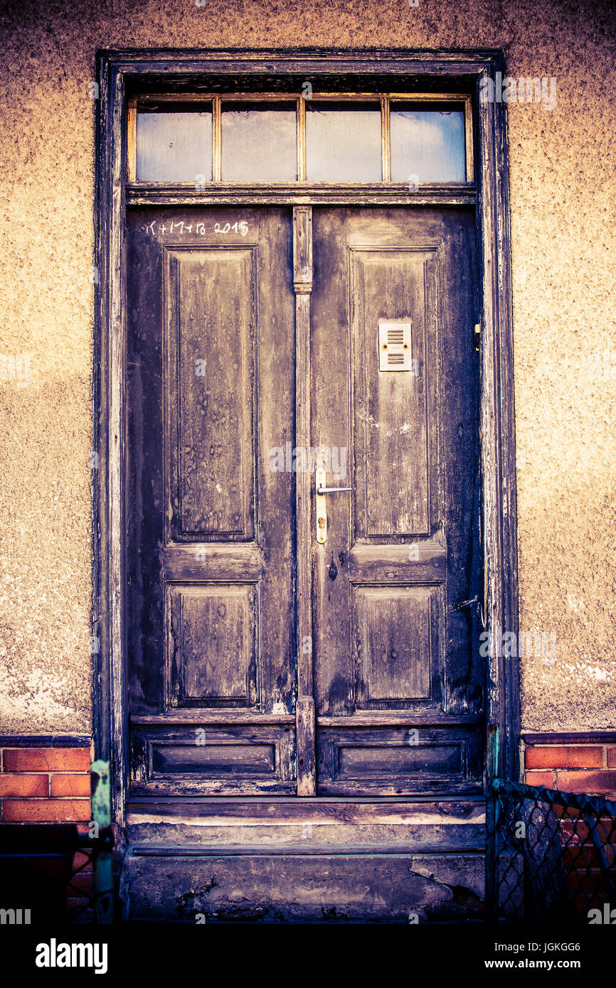 beautiful old retro doors - in village style, grunge Stock Photo - Alamy