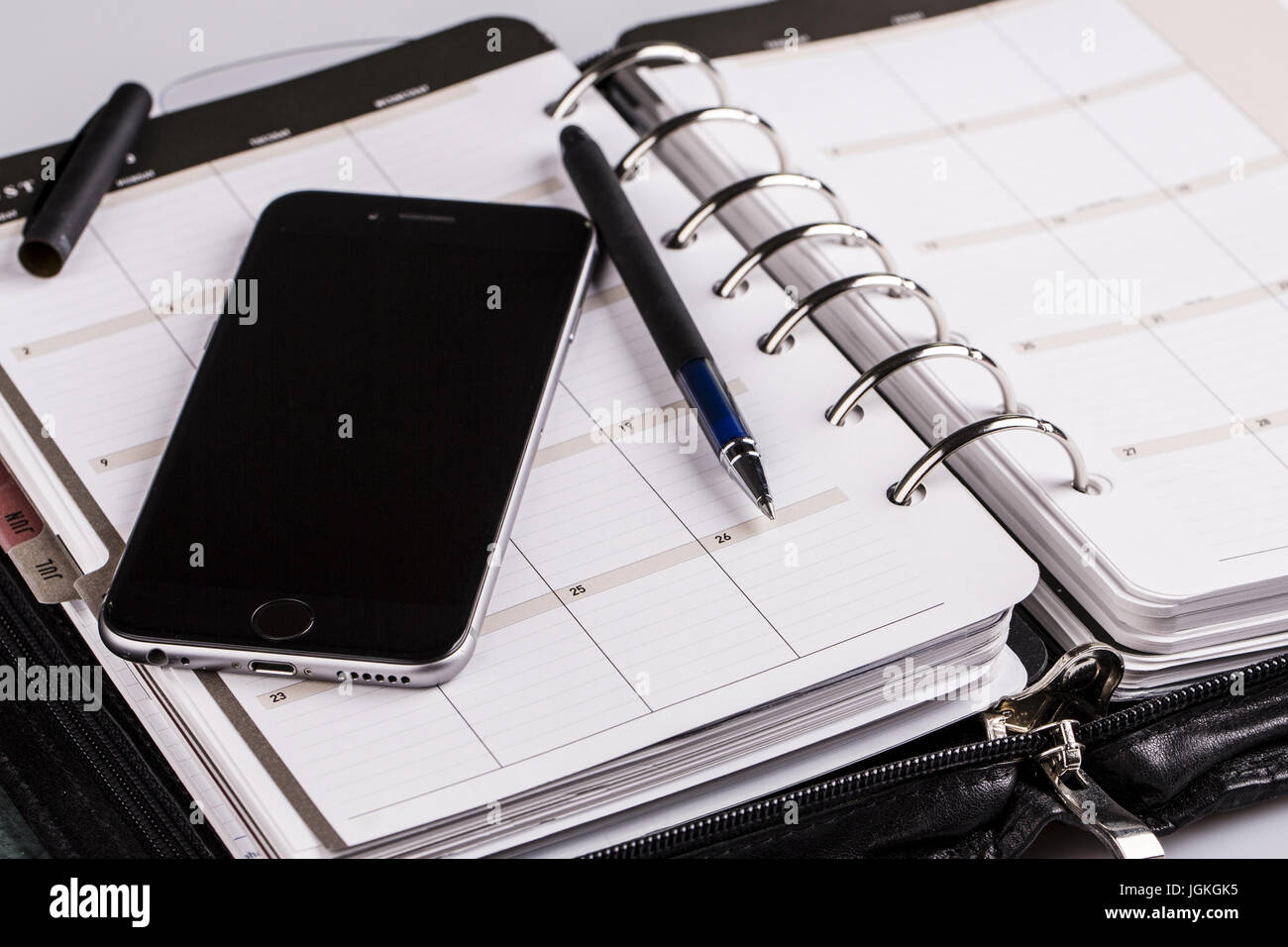 plan your future and business - calendar, planner, cellphone and pen ...