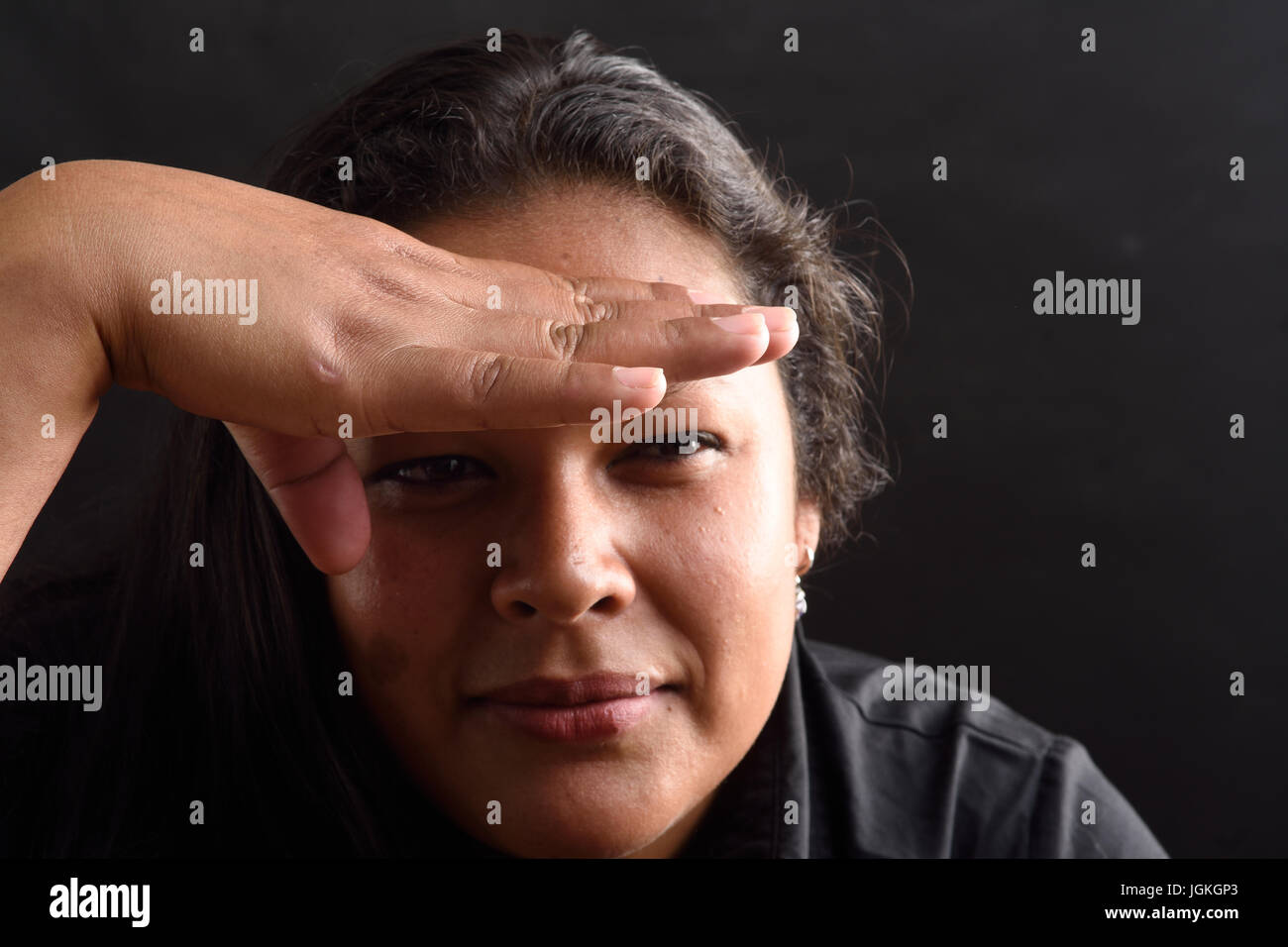 woman hand on forehead Stock Photo - Alamy