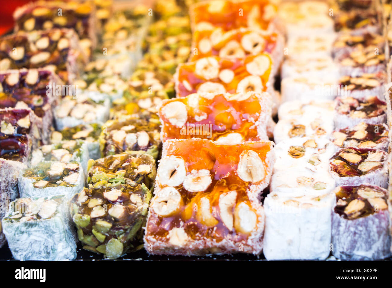 Load of traditional turkish delight rahat lokum Stock Photo - Alamy