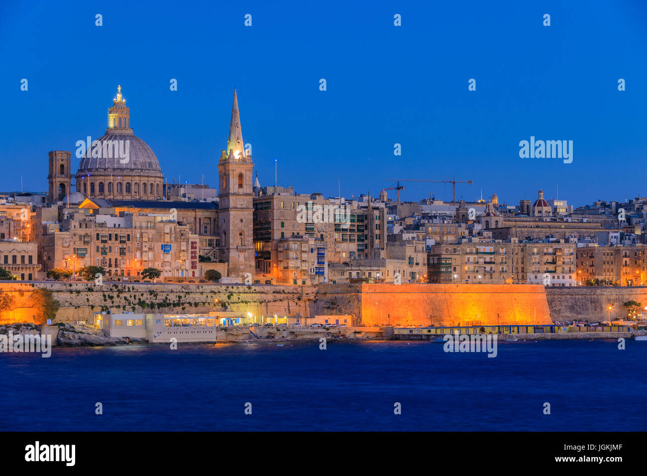 View to Valetta skyline at sunset Stock Photo - Alamy