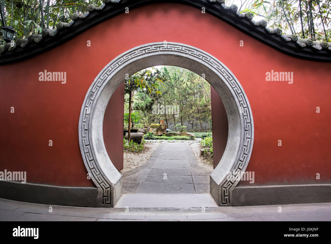 Passage way inside the Wuhoe Shrine in Chengdu, sichuan province, China ...