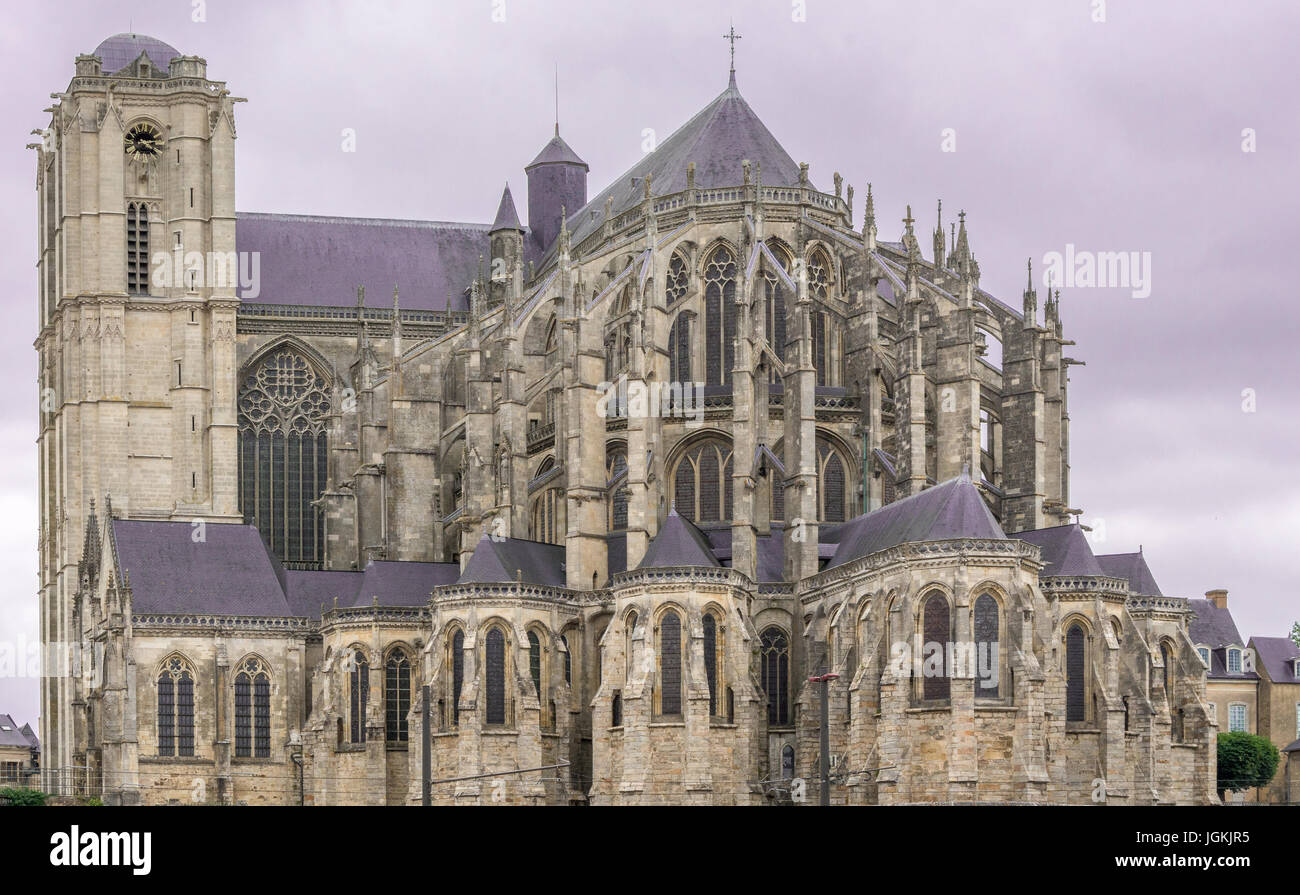 The Cathedral of Le Mans, Sarthe, France. Apse or east end showing the ...