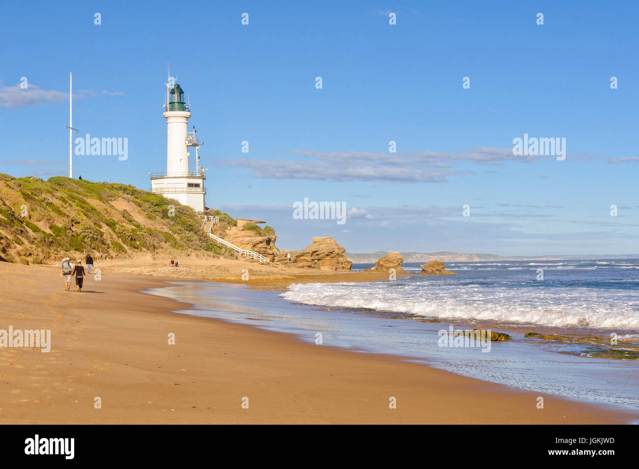 Autumn afternoon stroll on the beach at the Point Lonsdale Lighthouse ...