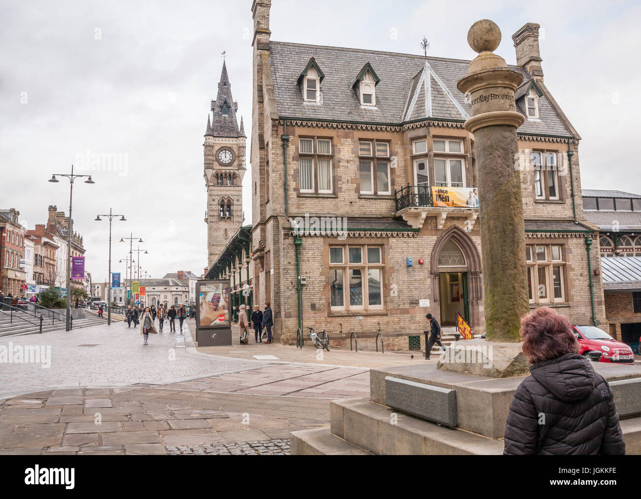 The old Town Hall,Market Cross and Town Clock in Darlington, England,UK ...