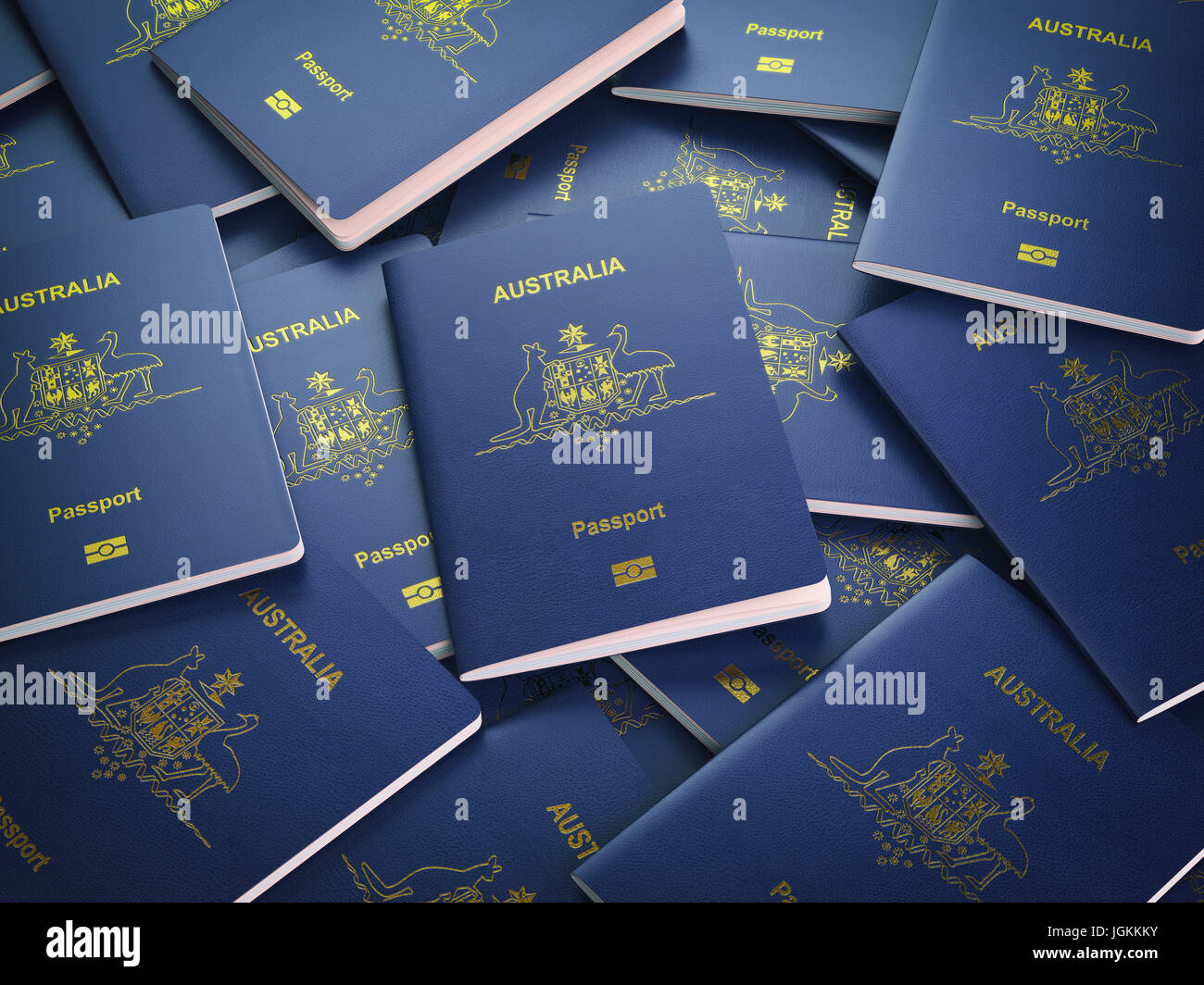 Passports of Australia background. Immigration or travel concept. Pile ...