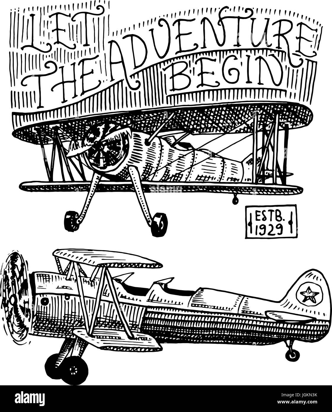 Hand plane vintage engraved illustration hi-res stock photography and ...