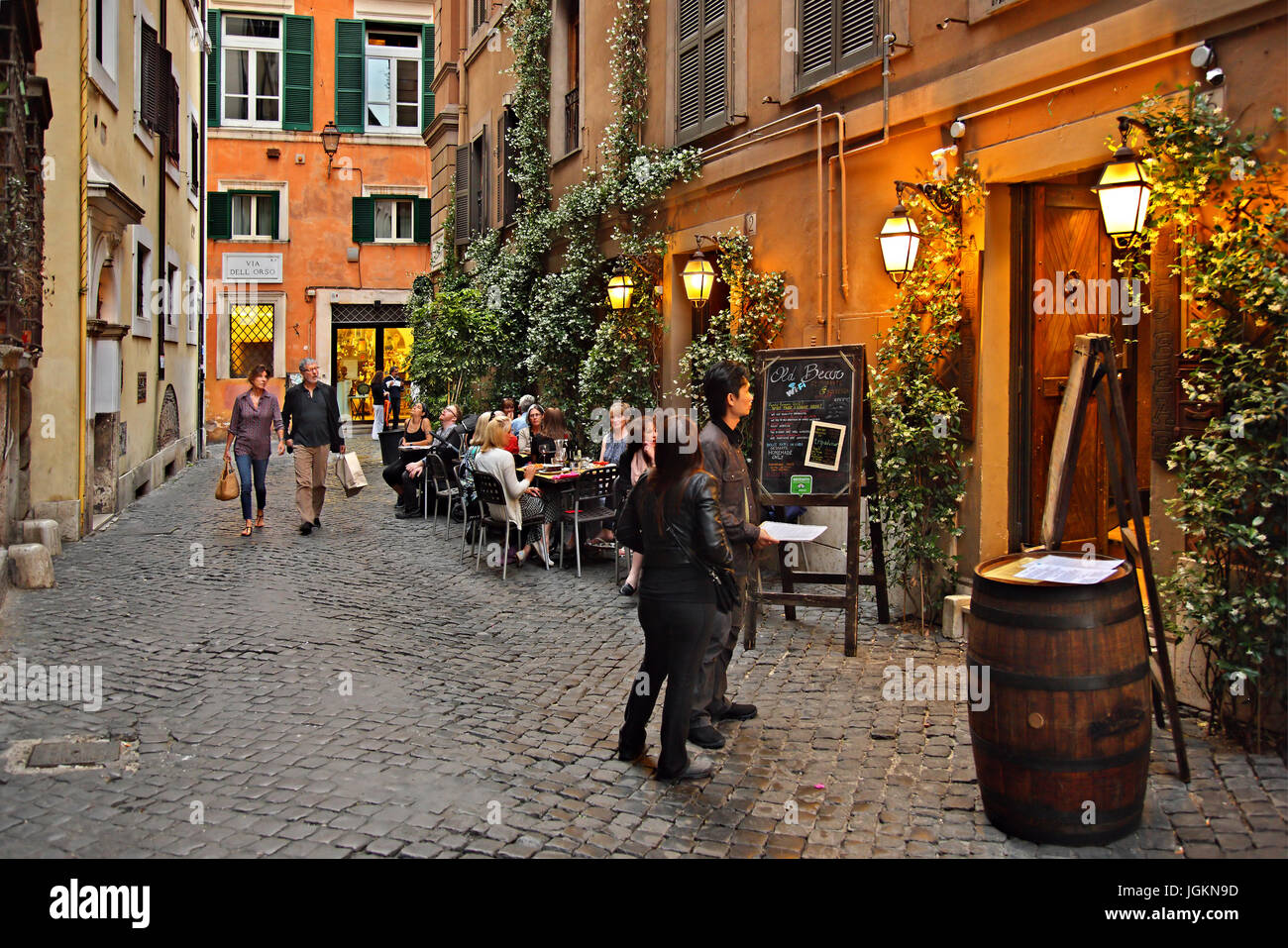 Walking around the historic center (Centro Storico) of Rome, Italy, the ...