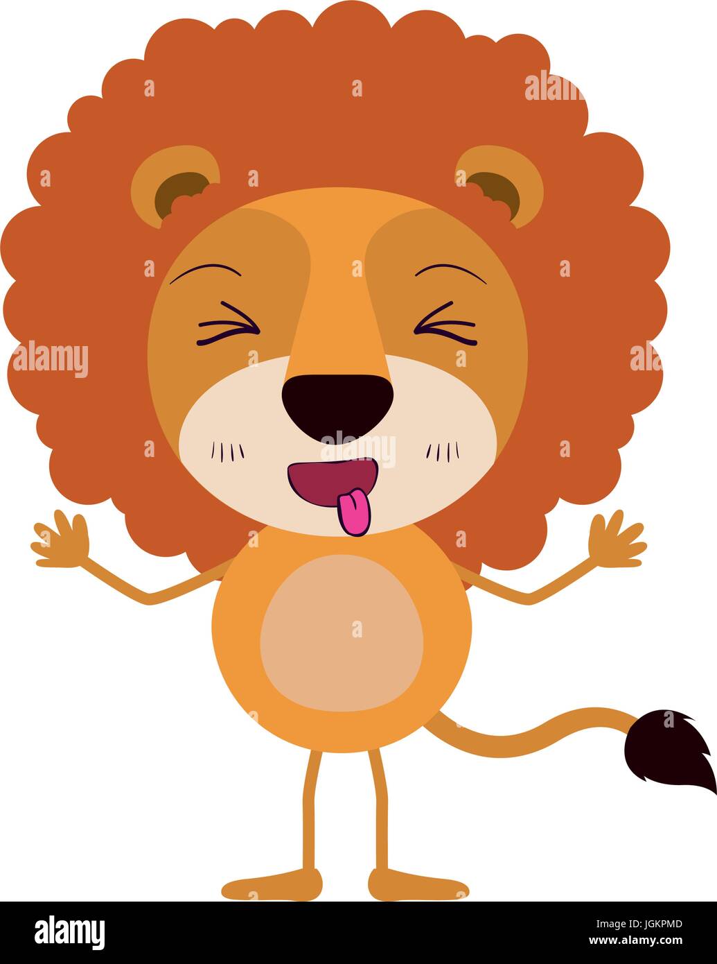 colorful caricature of cute lion disgust expression and sticking out ...