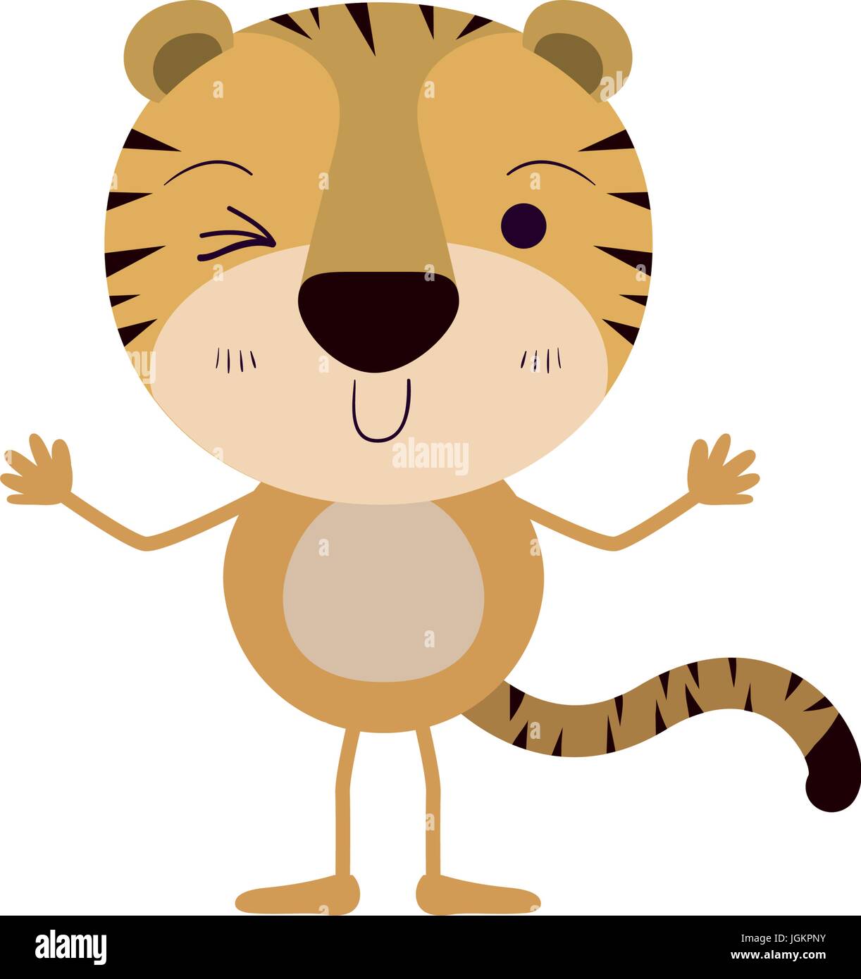 colorful caricature of cute tiger wink eye expression Stock Vector ...