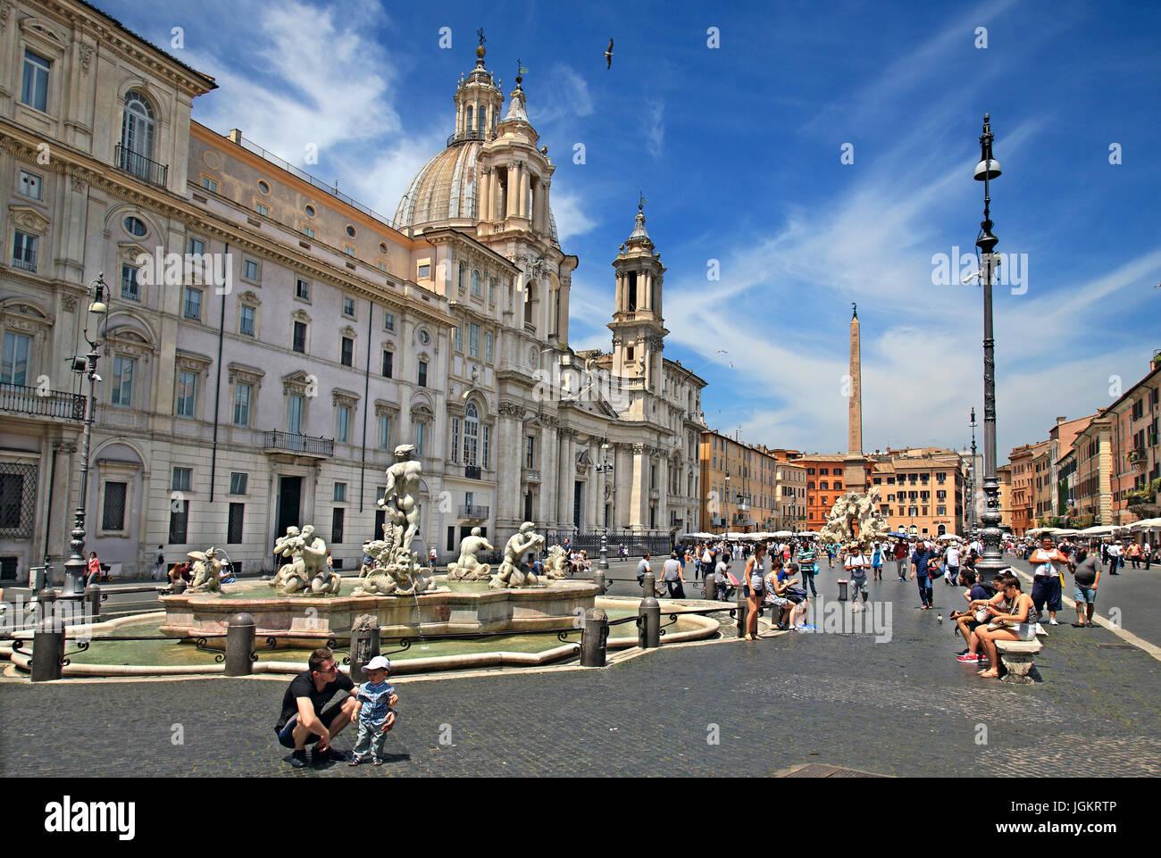 Fontana del Moro (Moor fountain), Piazza Navona, Rome, Italy Stock ...