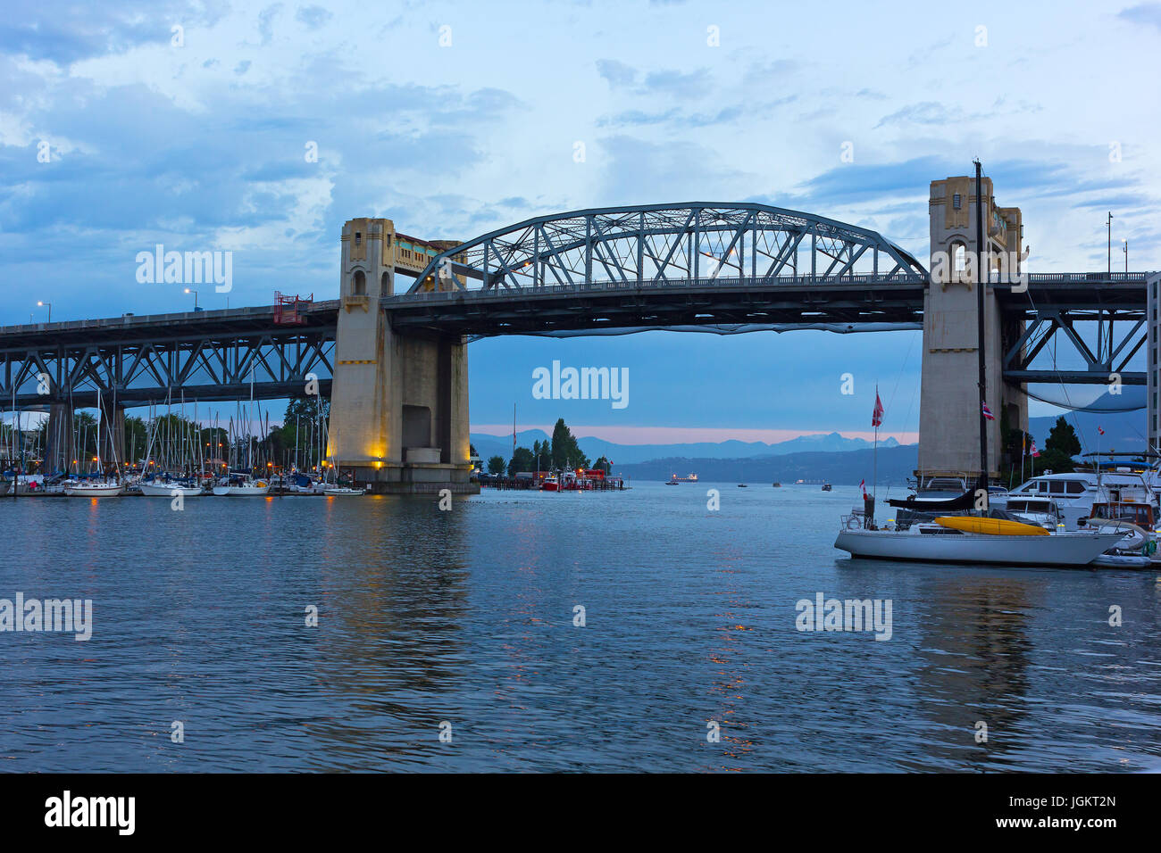 Burrard Bridge at dawn in Vancouver, British Columbia, Canada. Steel ...