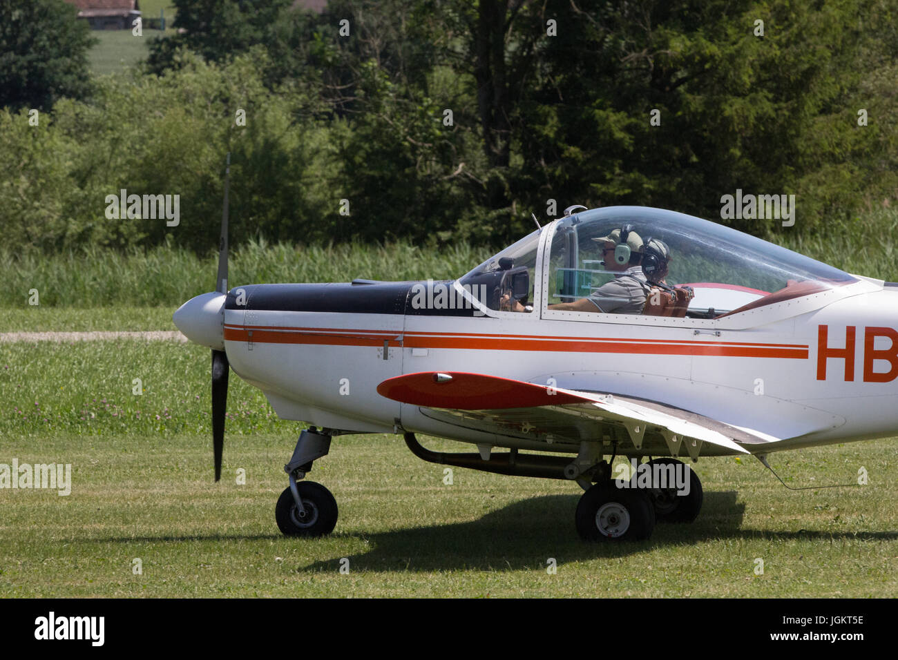 low wing airplane takeoff and landing Switzerland Stock Photo - Alamy