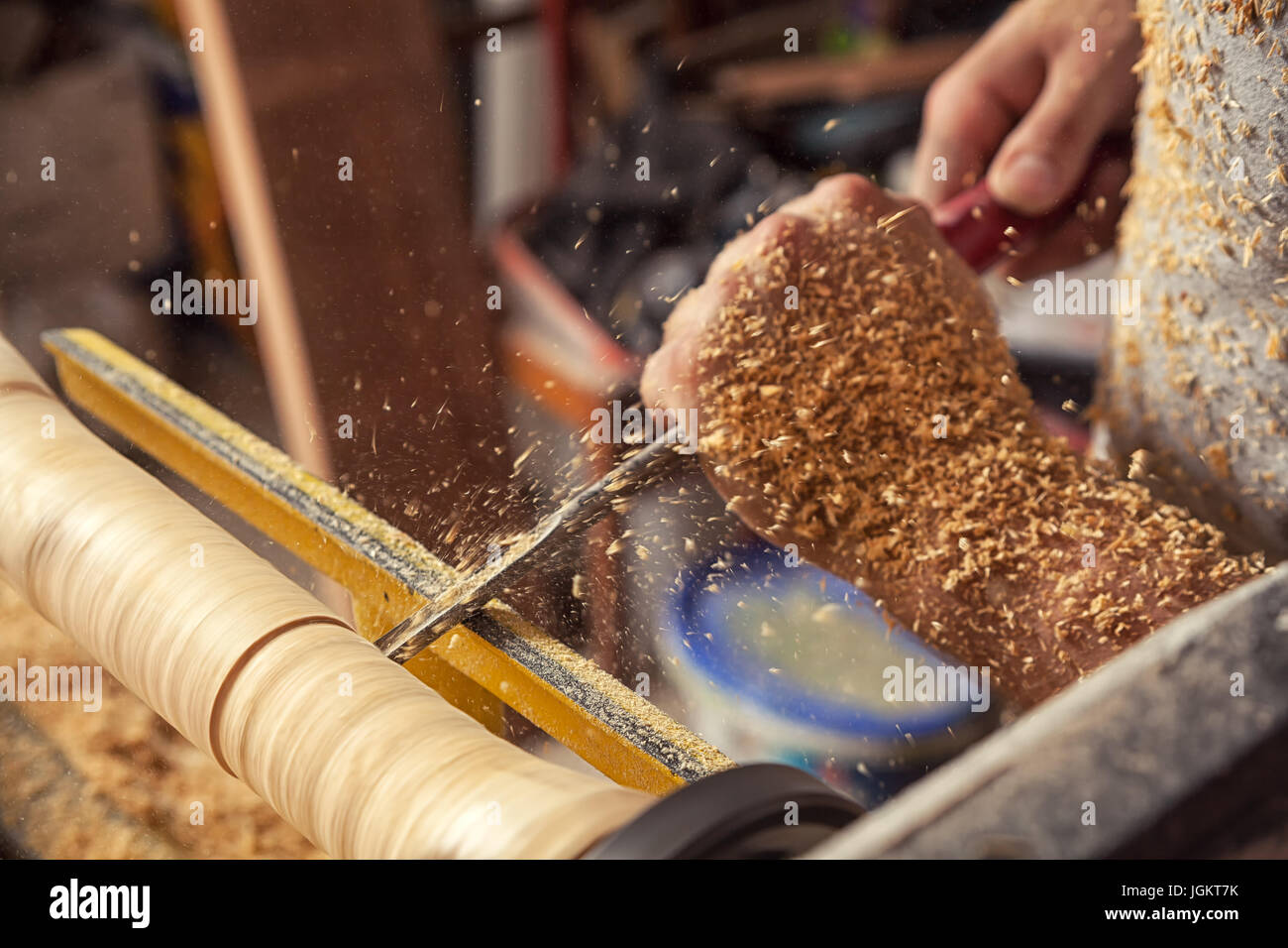 Man working on woodworking lathe hi-res stock photography and images ...