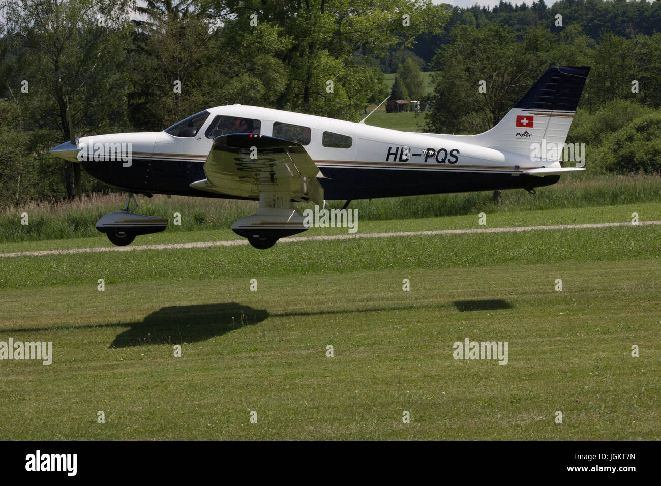 low wing airplane takeoff and landing Switzerland Stock Photo - Alamy