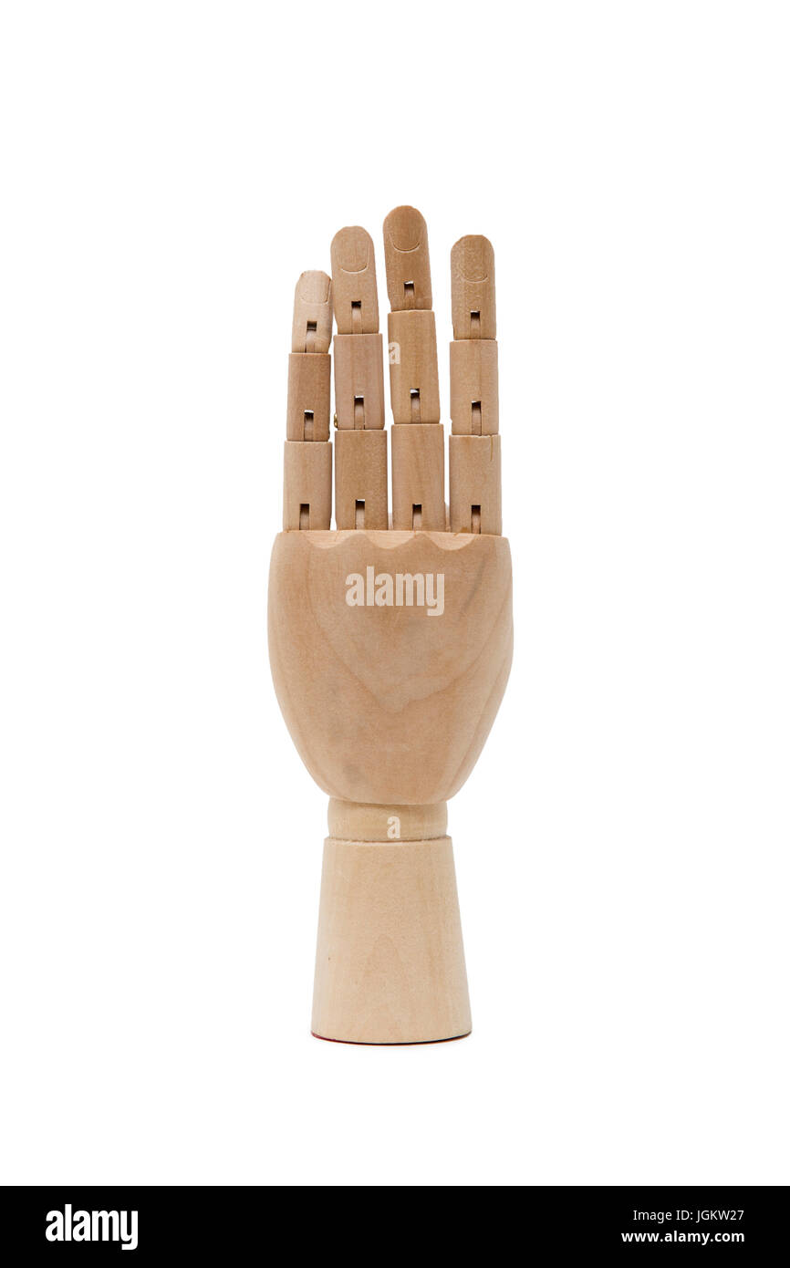 Wooden hand isolated on the white background Stock Photo - Alamy