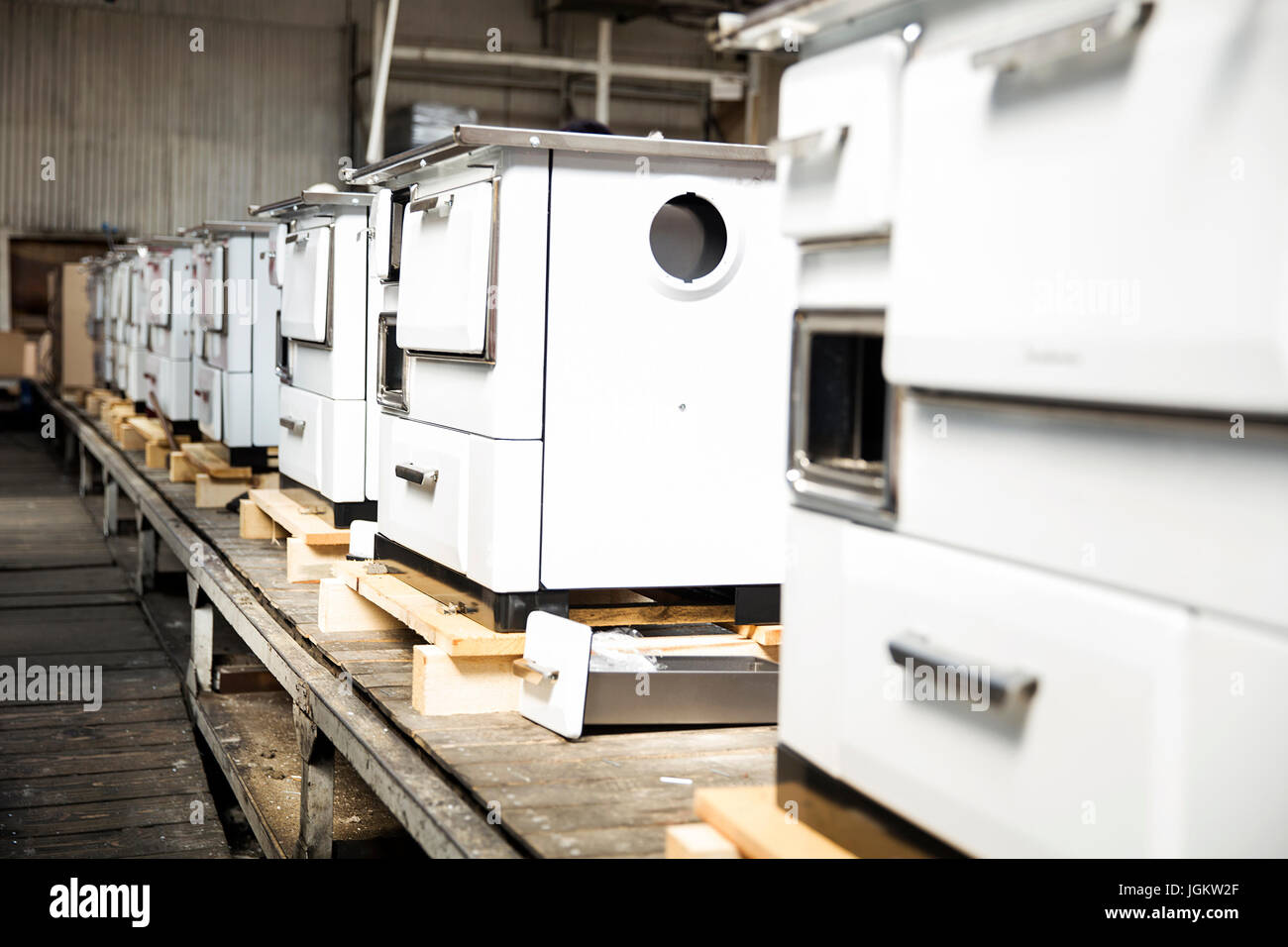 Closeup detail of the stoves in factory Stock Photo - Alamy