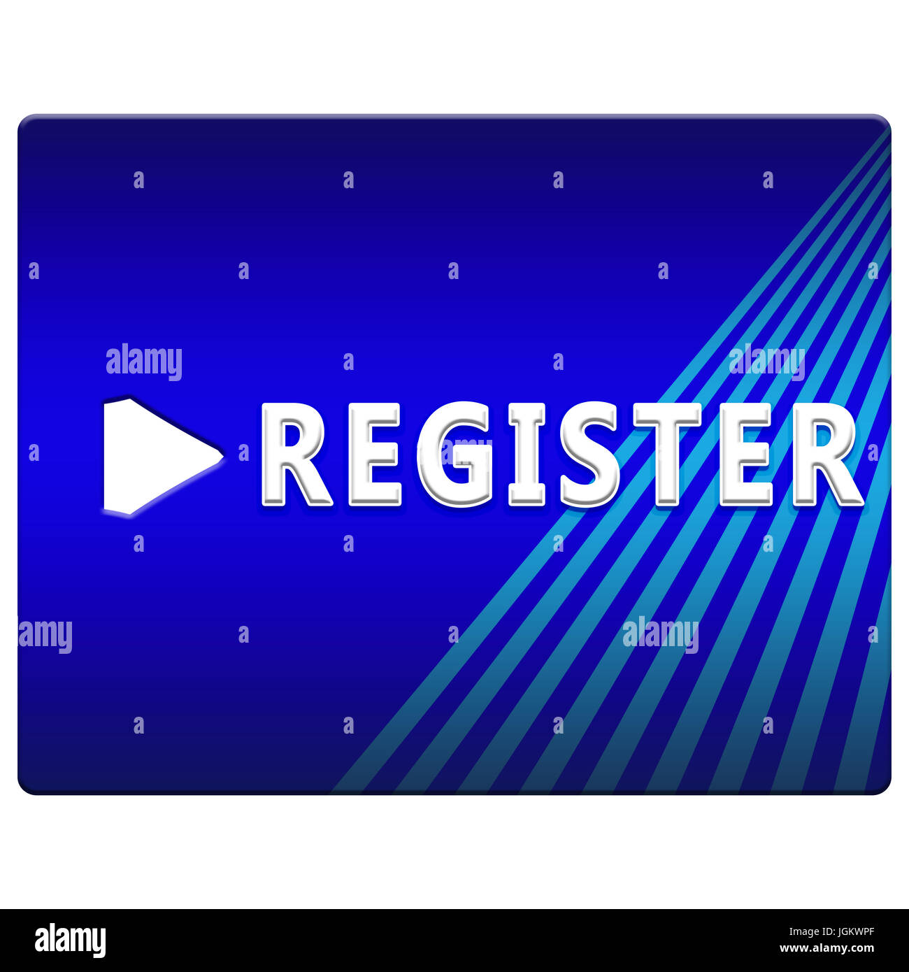 Big blue isolated register button with arrow and stripes Stock Photo ...