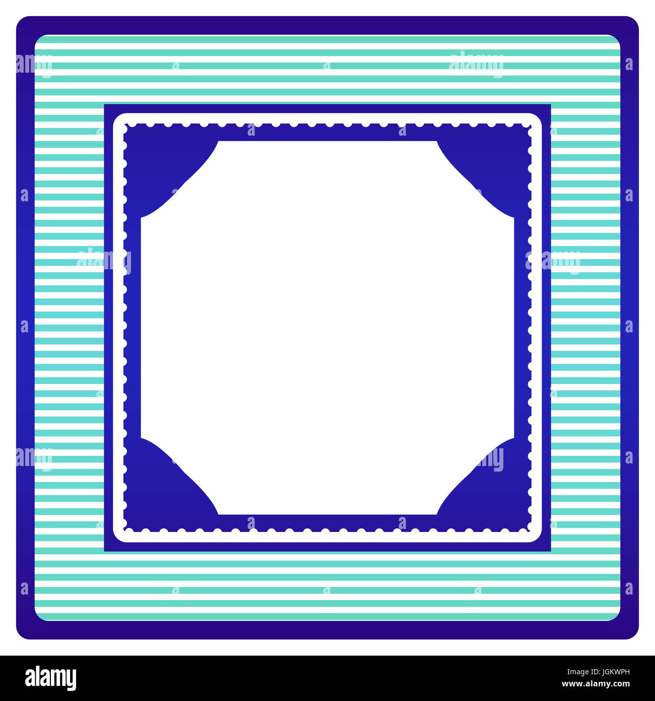 Vintage blue frame with striped edge on a white background Stock Photo ...