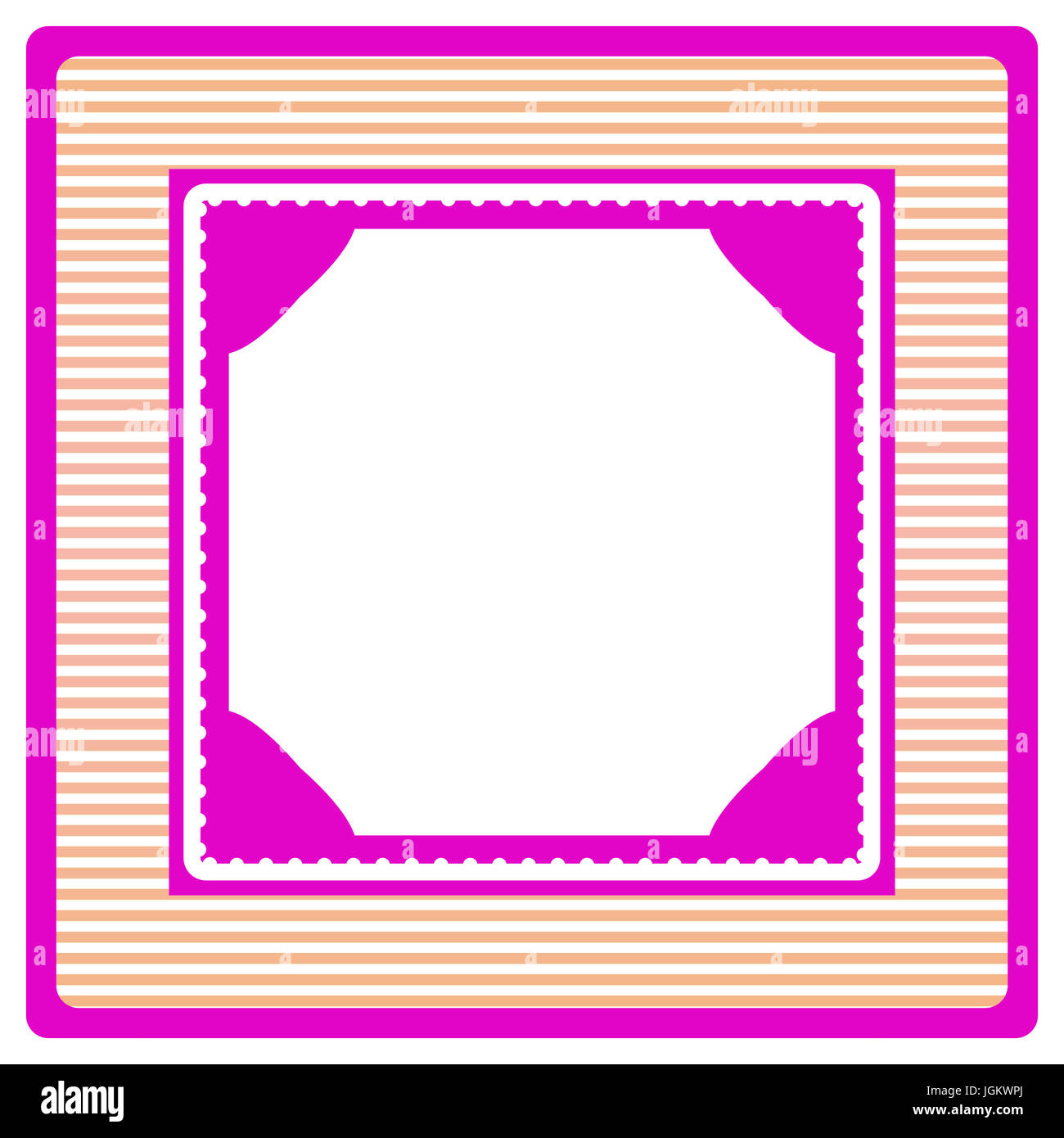 Vintage pink frame with striped edge on a white background Stock Photo ...