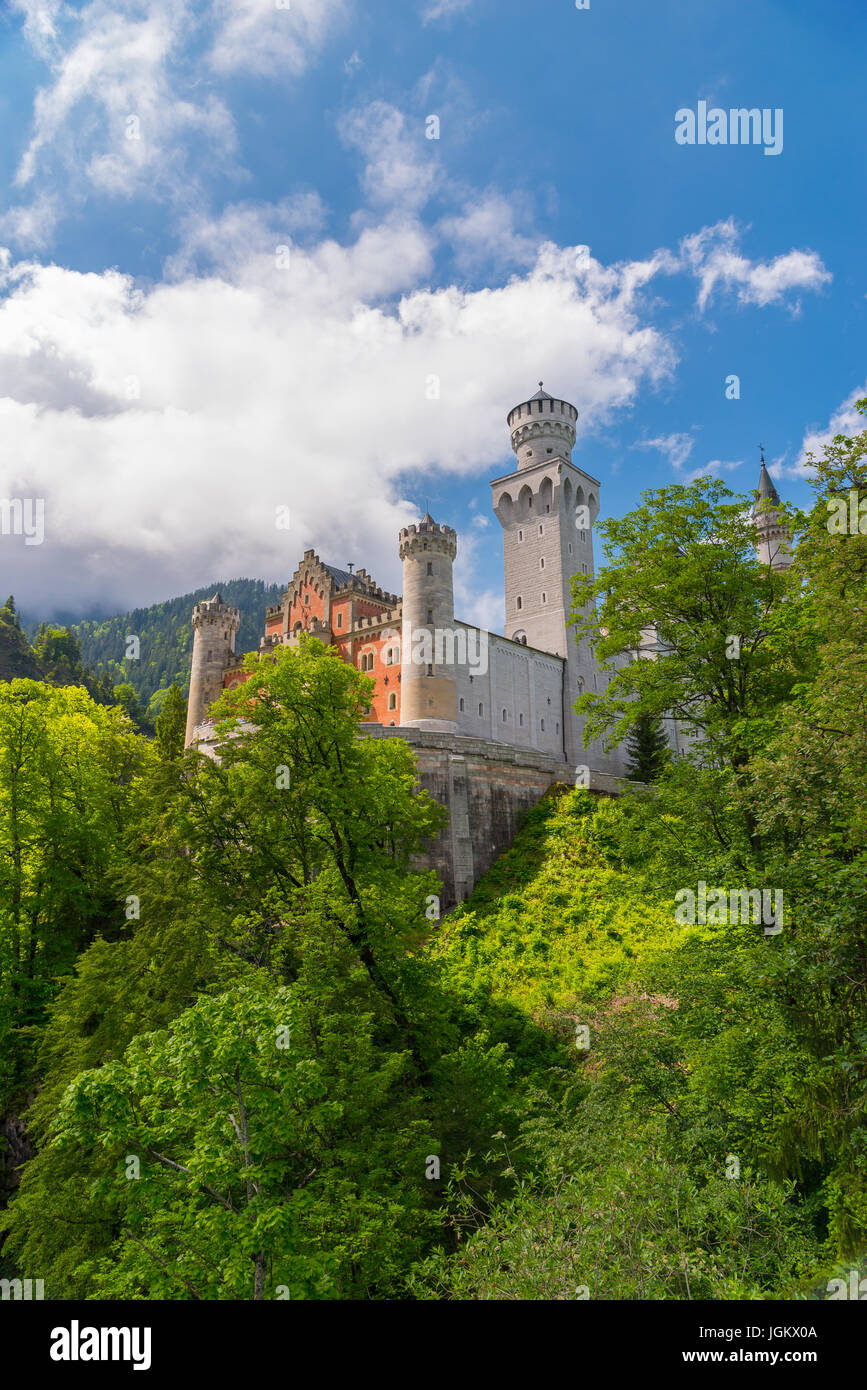 Medieval castle Neuschwanstein. Around the blue sky and the Alps ...