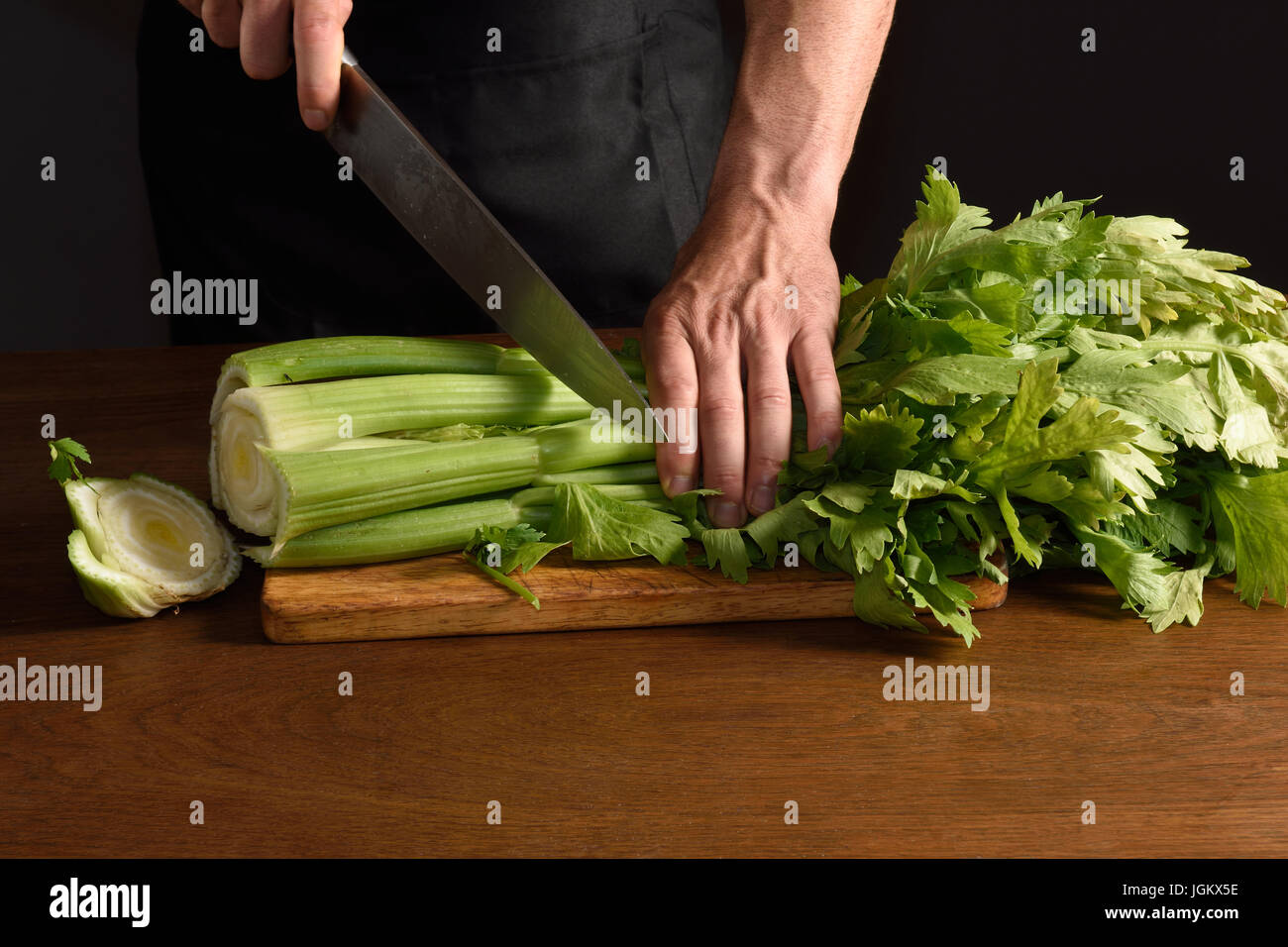 chef chopping a celery Stock Photo - Alamy