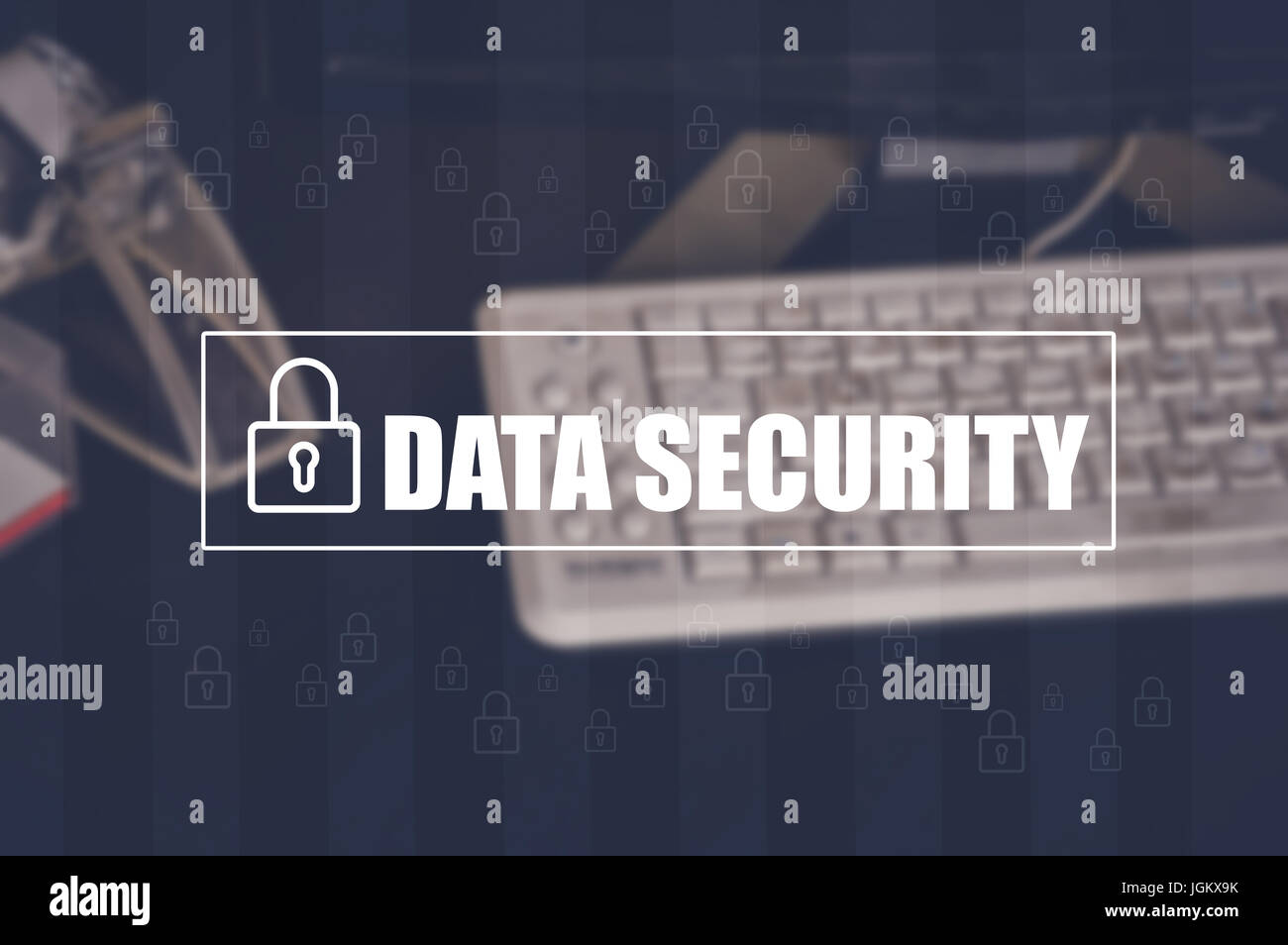 data security with blurring business office background Stock Photo - Alamy