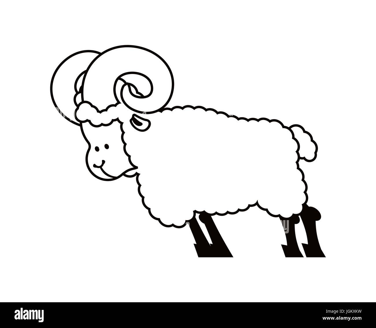 ram farm animal isolated. Horned Sheep beast Stock Vector Image & Art ...