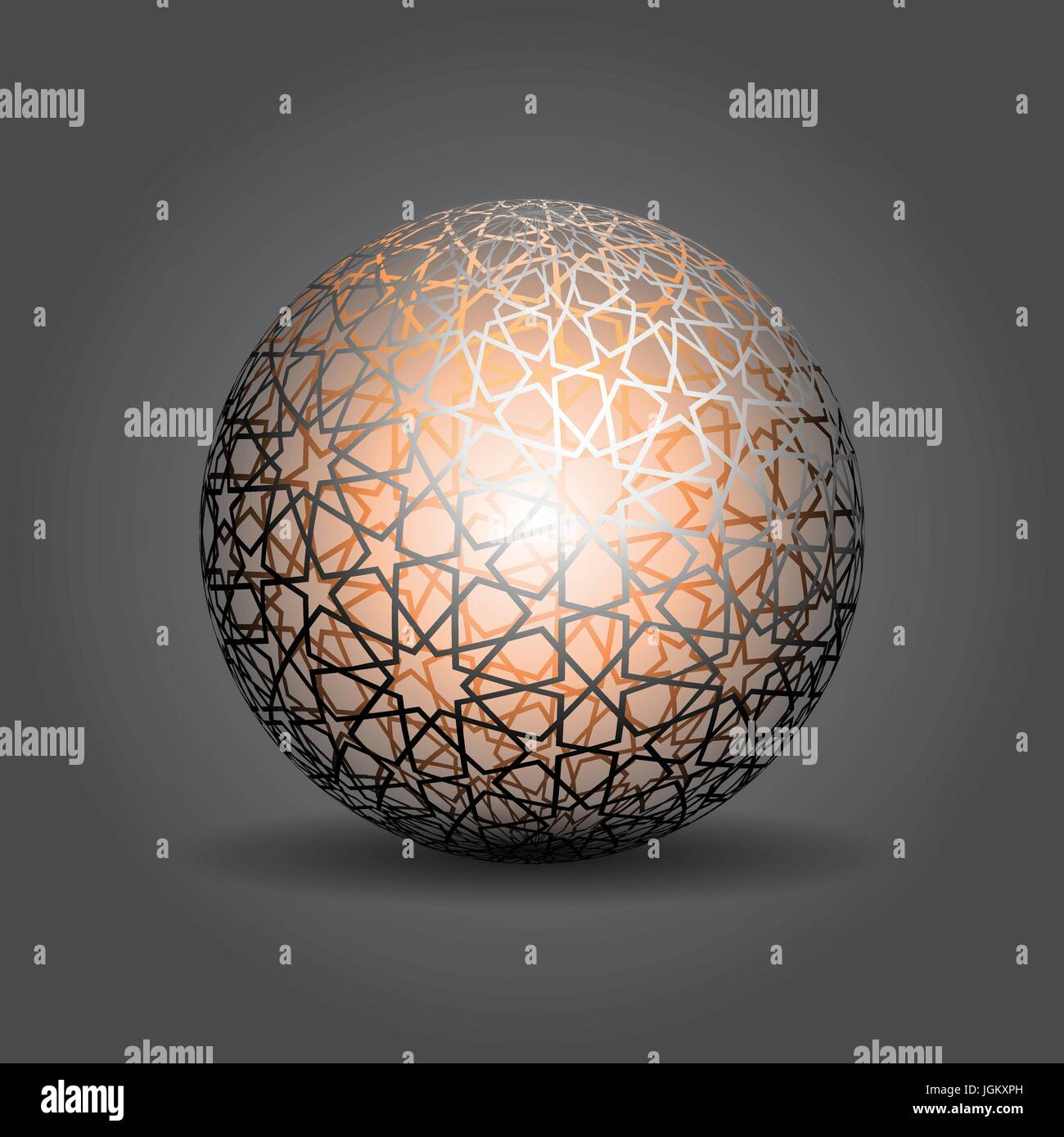 3d Sphere Decorated With Geometric Abstract Shape Ornament Stock Vector ...