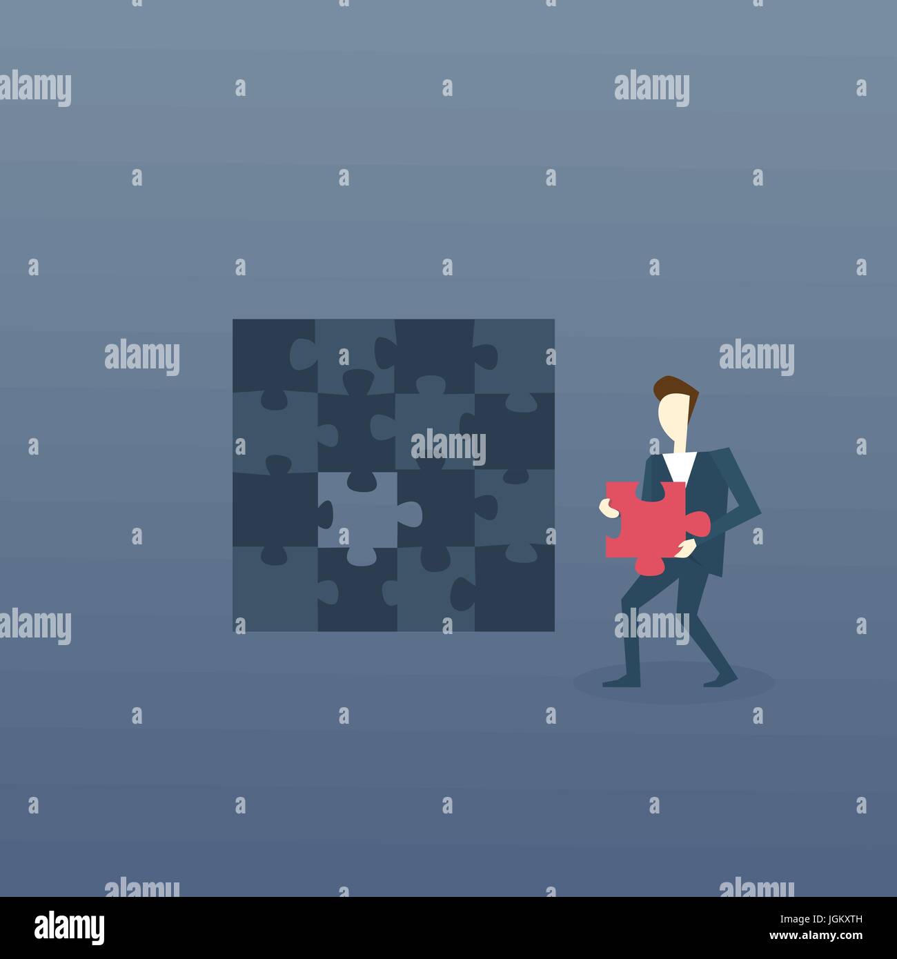 Business Man Solve Puzzle Solution Strategy Concept Stock Vector Image ...