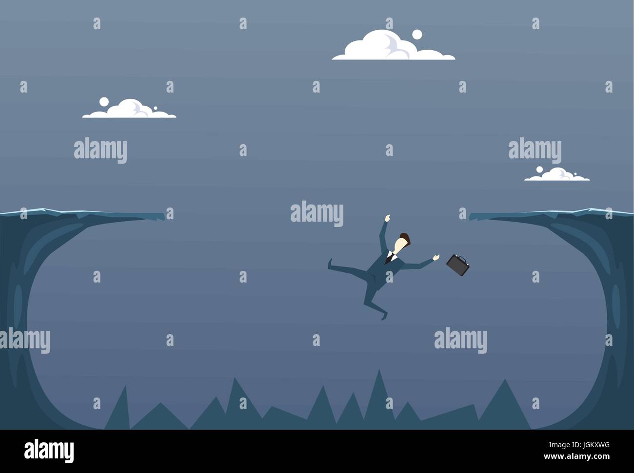 Business Man Falling In Cliff Gap Businessman Fail Bankruptcy Crisis ...