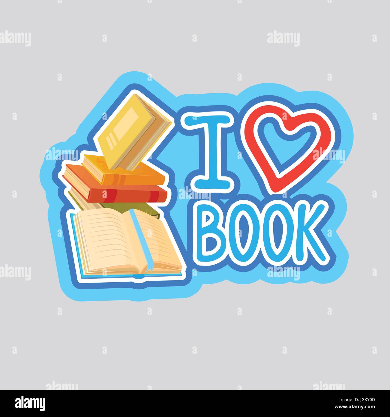 I Love Book Sticker Social Media Network Message Badges Design Stock ...