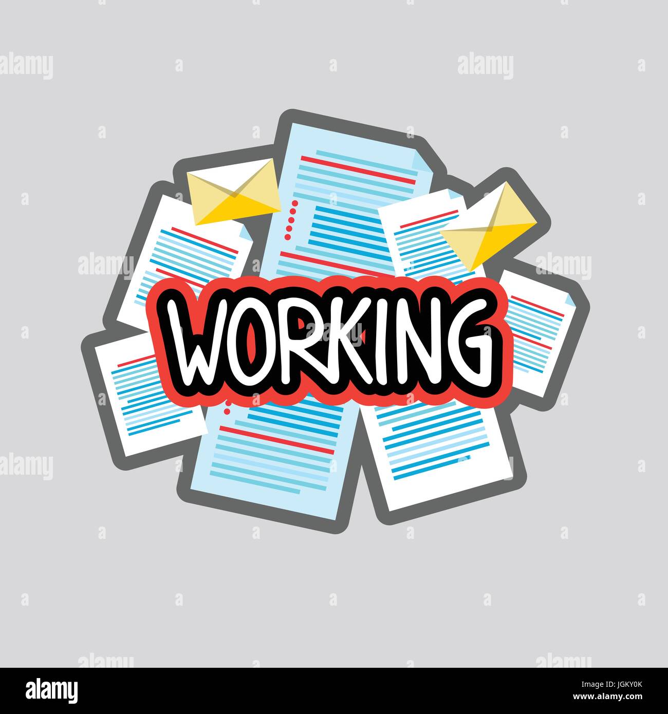 Working Sticker Social Media Network Message Badges Design Stock Vector ...