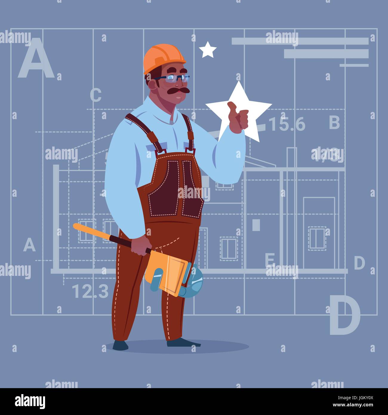 Cartoon African American Builder Wearing Uniform And Helmet ...