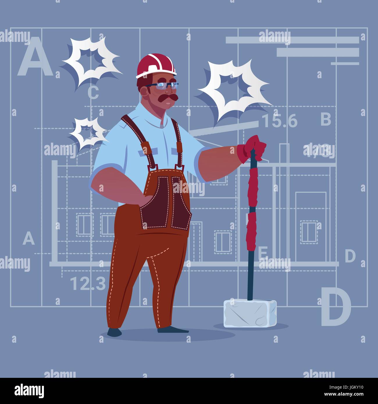 African american construction handyman carpenter Stock Vector Images ...