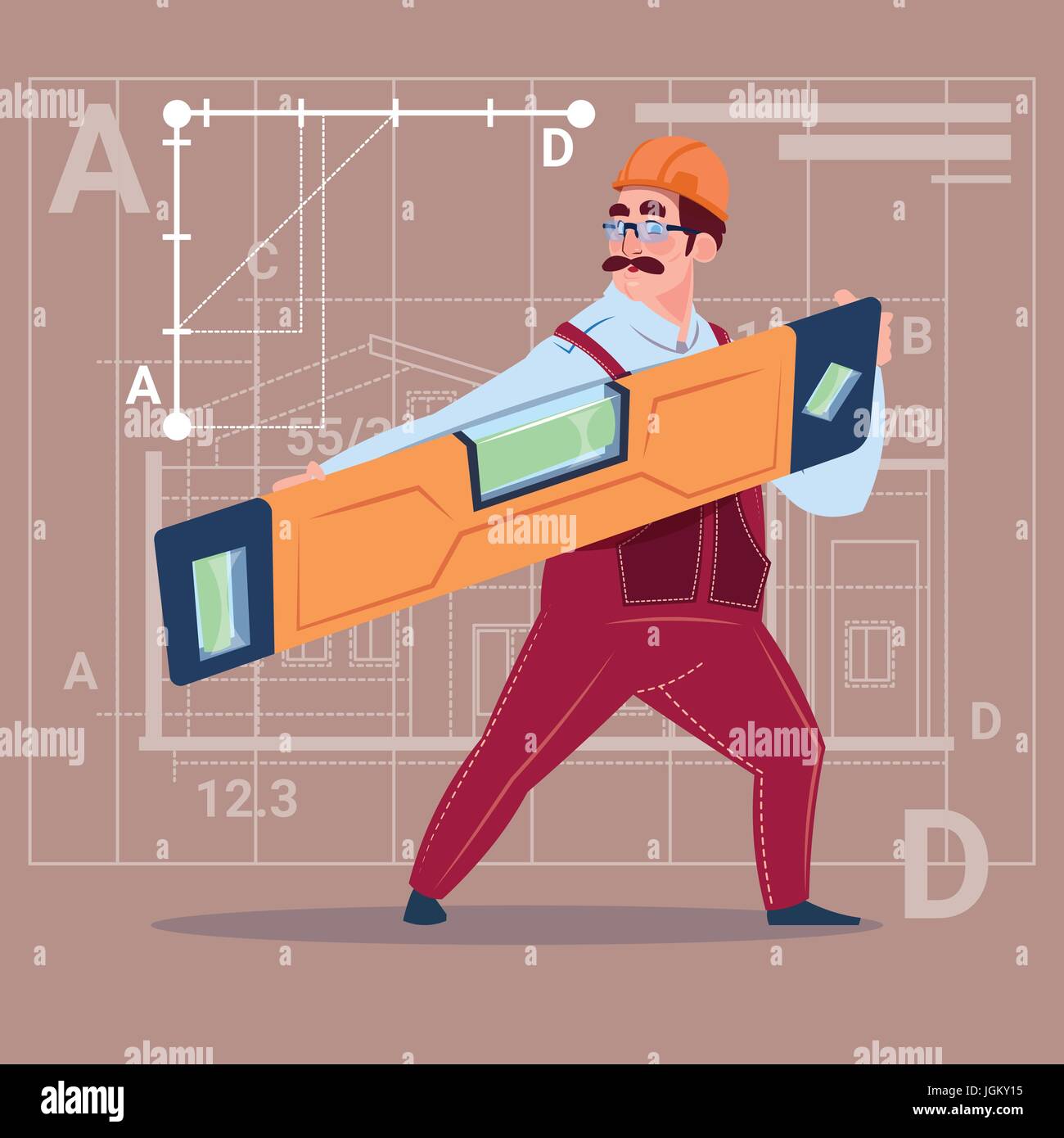 Builder job spirit level work Stock Vector Images - Alamy