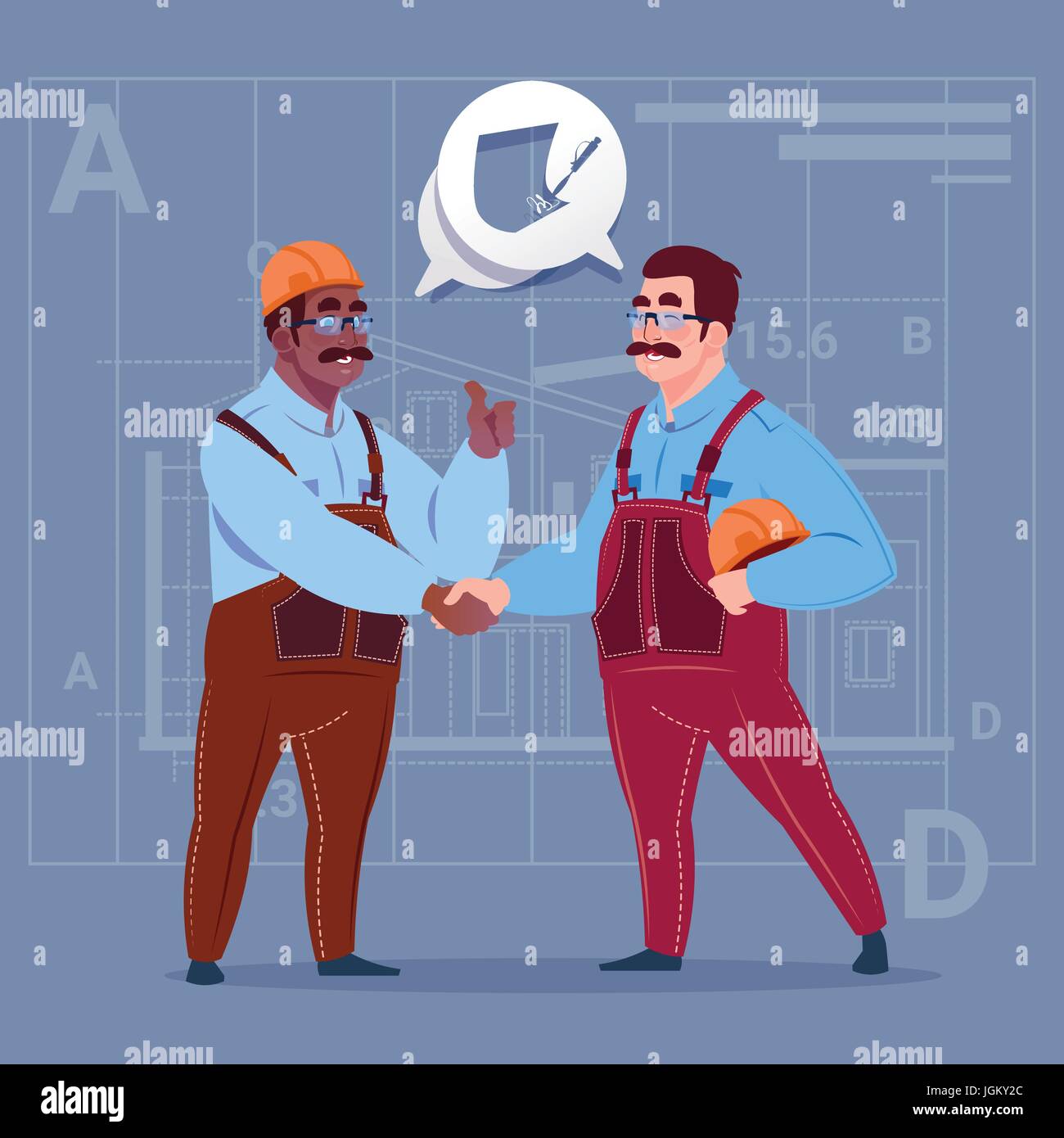 Hard hat shaking hands Stock Vector Images - Alamy