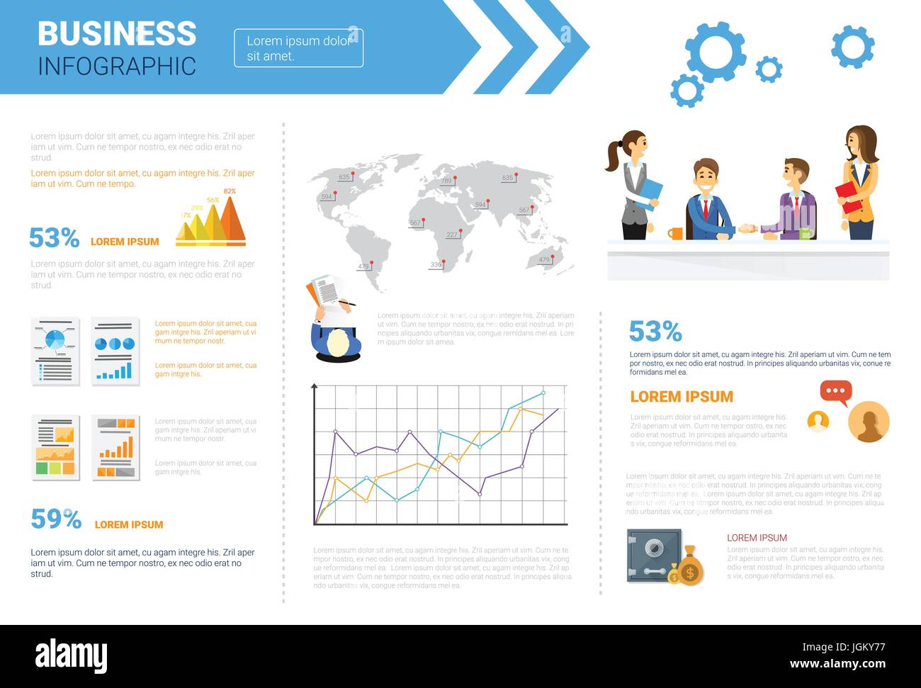 Business Infographics Set Copy Space For Presentation Data Market ...