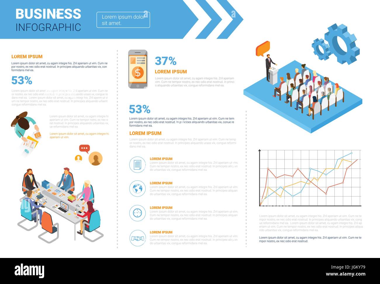 Business Infographics Set With Copy Space For Presentation Meeting ...
