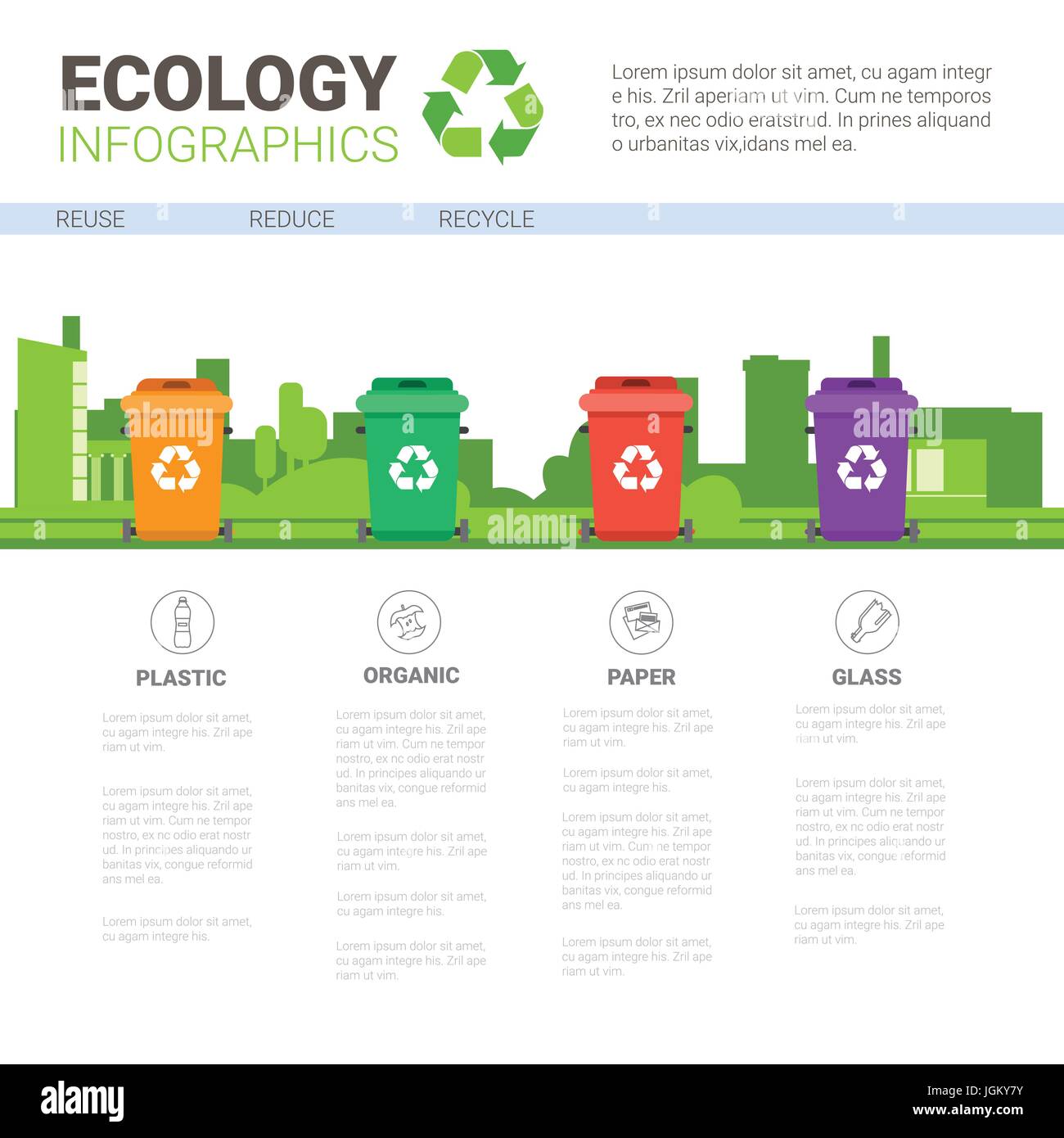 Ecology Infographic Banner Recycle Waste Sorting Garbage Concept ...