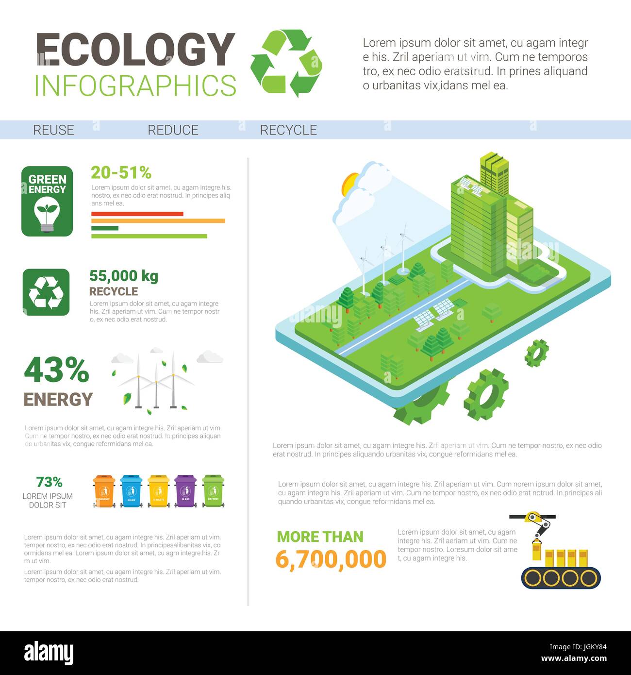 Ecology Infographic Banner Recycle Waste Sorting Garbage Concept ...