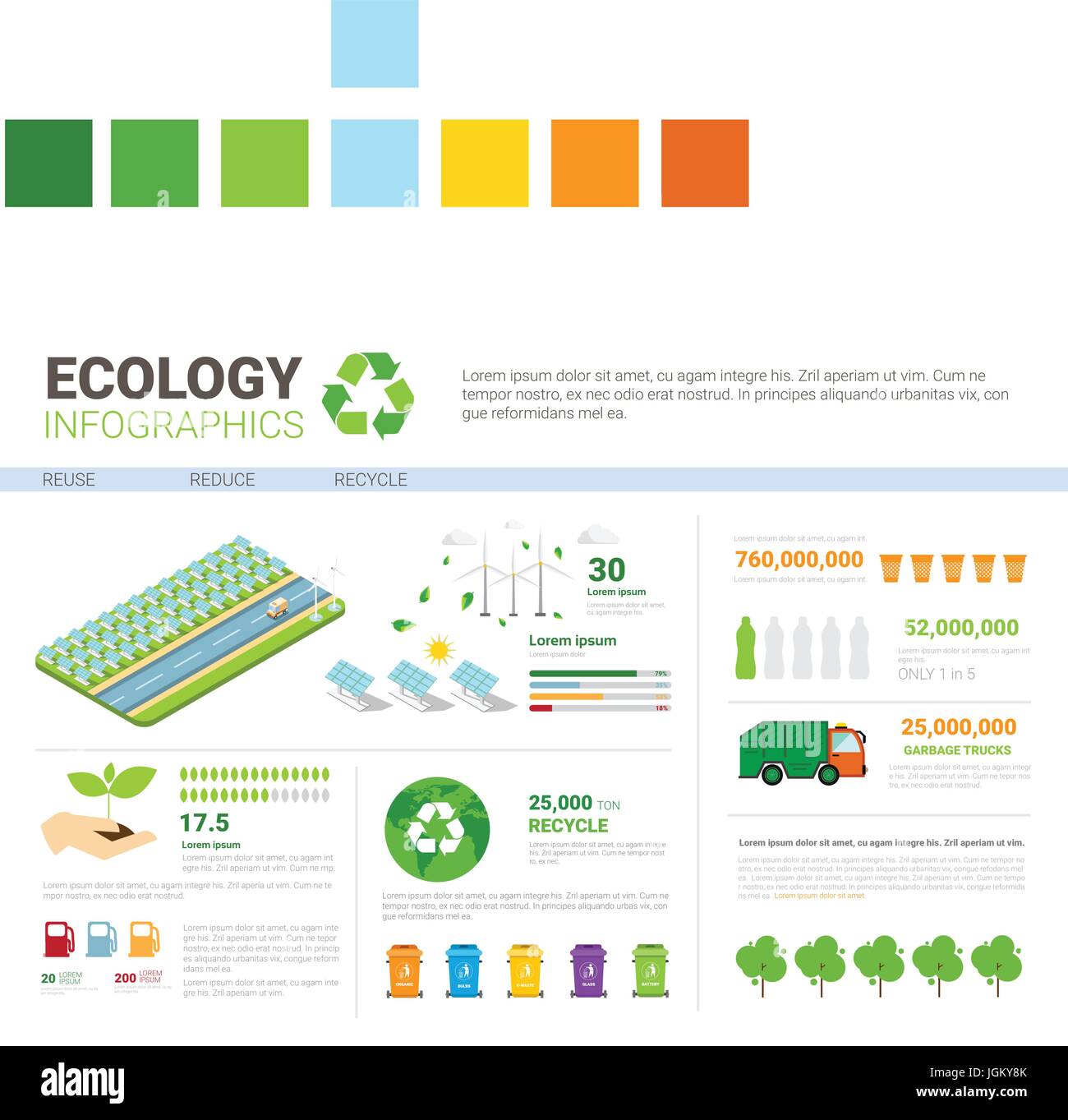 Ecology Infographic Banner Recycle Waste Sorting Garbage Concept ...