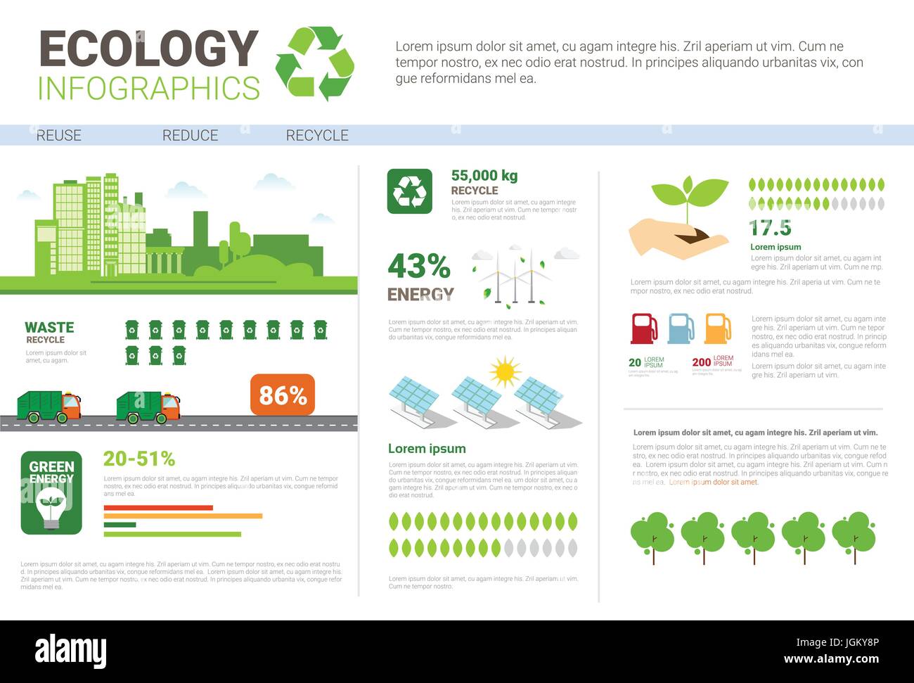 Ecology Infographic Banner Recycle Waste Sorting Garbage Concept ...