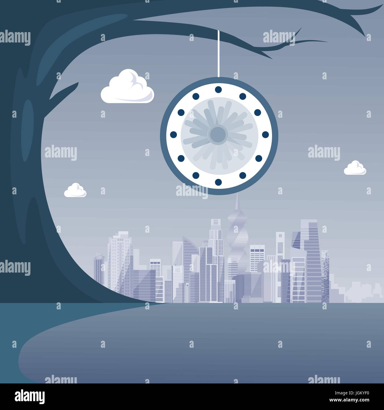 Clock hanging on tree Stock Vector Images - Alamy
