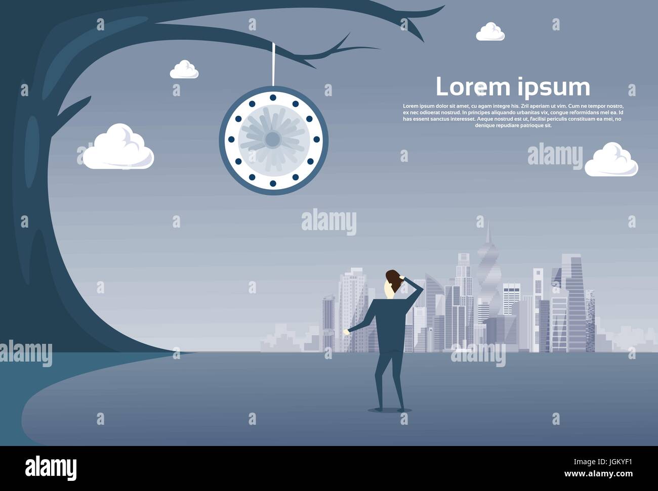 Man hanging on clock Stock Vector Images - Alamy