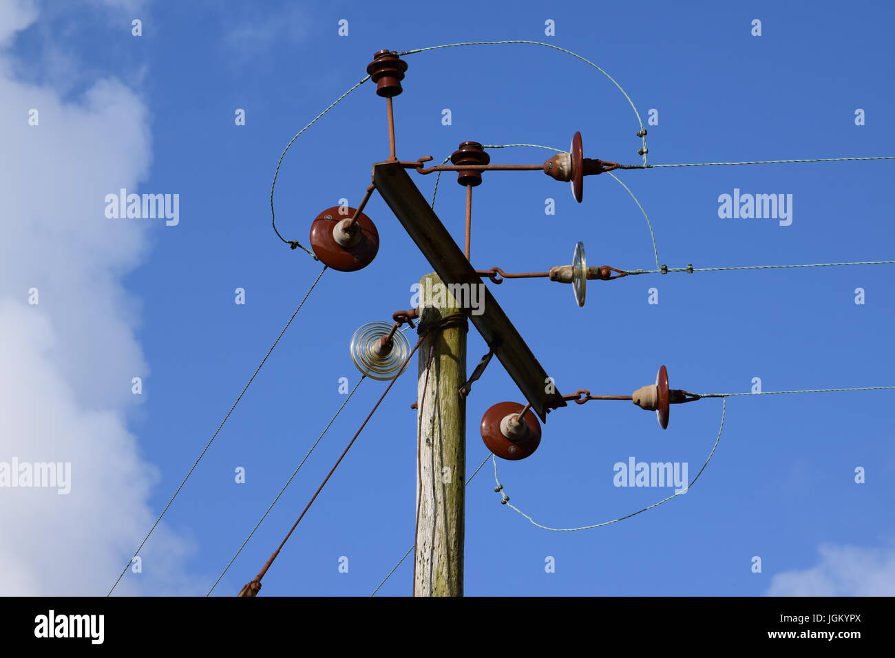 Wires and insulators Stock Photo - Alamy