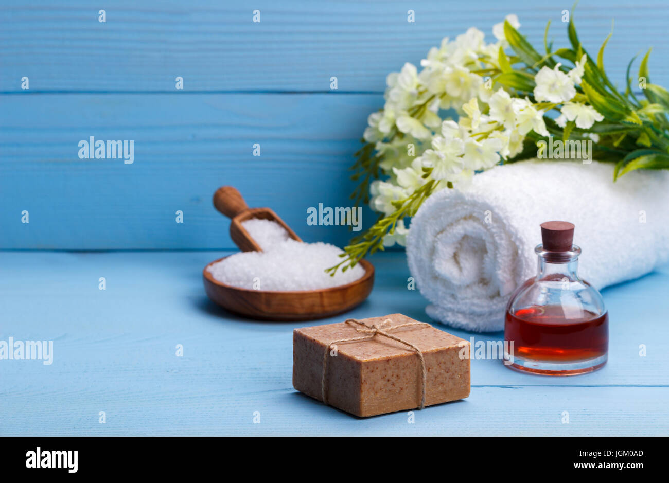 Spa setting and health care items,handmade natural soap,body oil,bath ...