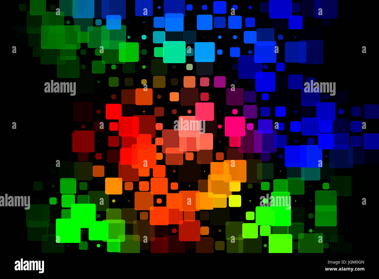 Black green blue red pink abstract glowing background with random sizes ...
