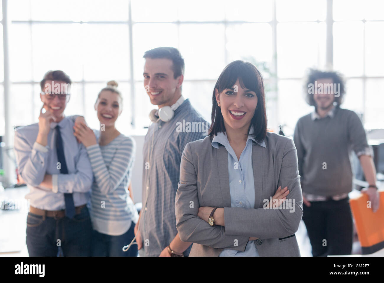 Portrait Of Successful Businesswoman Entrepreneur At Busy startup ...