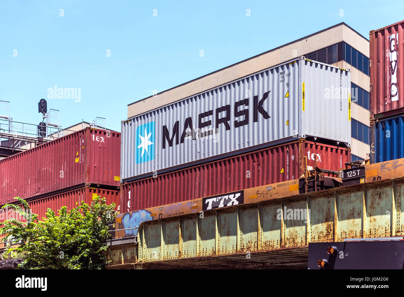 Washington DC, USA - July 3, 2017: Maersk cargo shipping container on ...